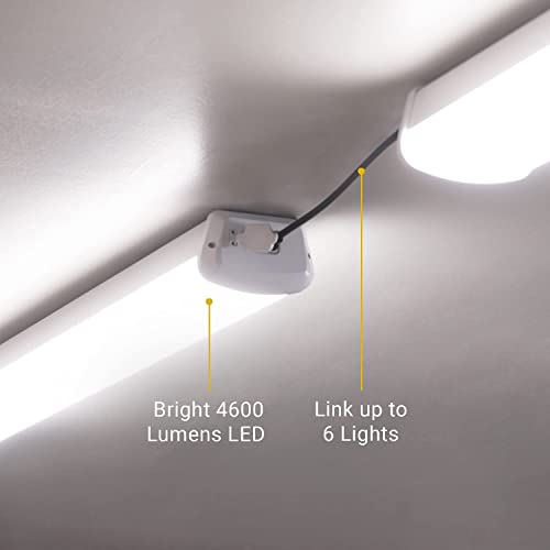 Koda | 1 Pack 46" Motion Sensor & Remote Control Linkable Bay Lighting, 4600 Lumen, 4000K Daylight Linear LED Shop Light for Garages, Workshops, Basements, Hanging or Flush Mount, Energy Star