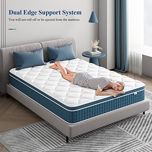 Koorlian Twin Mattress - 10 Inch Hybrid Innerspring Mattress in a Box, Cool Comfort Mattress with Breathable Memory Foam and Pocket Spring,Mattress-Twin Size,180 Night Trial