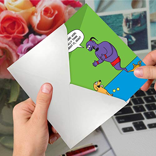 NobleWorks - 1 Funny Animal Card for Birthdays - Pet Cat and Dog Humor, Birthday Notecard with Envelope - Dog Wishes C3673BDG