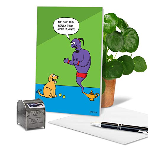 NobleWorks - 1 Funny Animal Card for Birthdays - Pet Cat and Dog Humor, Birthday Notecard with Envelope - Dog Wishes C3673BDG