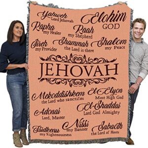 Pure Country Weavers Jehovah Blanket Mist - Religious Gift Tapestry Throw Woven from Cotton - Made in The USA (72x54)