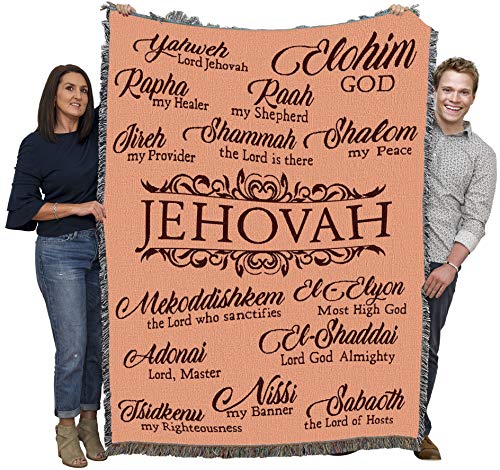 Pure Country Weavers Jehovah Blanket Mist - Religious Gift Tapestry Throw Woven from Cotton - Made in The USA (72x54)