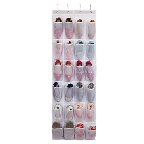 GDJGTA Over The Door Shoe Organizer 24 Large Mesh Pockets Hanging Shoe Organizer - Reinforced Oxford Fabric Hanging Shoe Storage