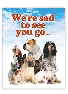 nobleworks - cute group retirement card - adorable dog office humor, work retirement greeting - pet coworkers j3636rtg-us