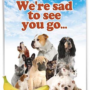 NobleWorks - Cute Group Retirement Card - Adorable Dog Office Humor, Work Retirement Greeting - Pet Coworkers J3636RTG-US