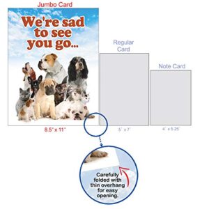 NobleWorks - Cute Group Retirement Card - Adorable Dog Office Humor, Work Retirement Greeting - Pet Coworkers J3636RTG-US