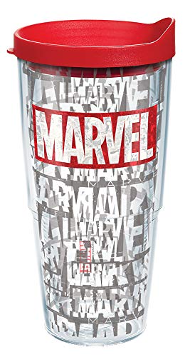 Tervis Marvel Made in USA Double Walled Insulated Tumbler Travel Cup Keeps Drinks Cold & Hot, 24oz, Logo