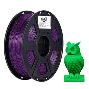 zi-rui 3d printer petg filament, sparkly glitter purple, shining glow in the dark green, 1.75mm, 2.2lbs(1kg)/spool