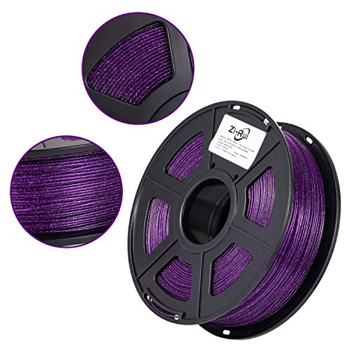 Zi-Rui 3D Printer PETG Filament, Sparkly Glitter Purple, Shining Glow in The Dark Green, 1.75mm, 2.2LBS(1KG)/Spool