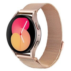 JOHIPI Compatible with Samsung Galaxy Watch 4 40mm 44mm/Watch 4 Classic 46mm 42mm/Watch 5 40mm 44mm Pro 45mm/Active 2/Watch 42mm/Watch 3 41mm/Active 40mm Bands, 20mm Stainless Steel Mesh Loop Strap (Rose Gold)