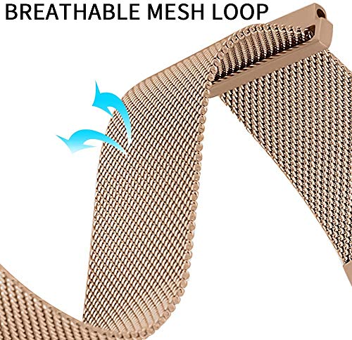 JOHIPI Compatible with Samsung Galaxy Watch 4 40mm 44mm/Watch 4 Classic 46mm 42mm/Watch 5 40mm 44mm Pro 45mm/Active 2/Watch 42mm/Watch 3 41mm/Active 40mm Bands, 20mm Stainless Steel Mesh Loop Strap (Rose Gold)