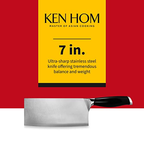 Ken Hom 7-Inch Stainless Steel Cleaver - Chinese Cleaver Knife - Meat & Vegetable Cleaver - Hand Wash Kitchen Knife