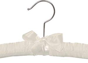 Kids Ivory Satin Padded Top Hanger in 12" Length X 1" Thick with Chrome Hardware, Box of 12