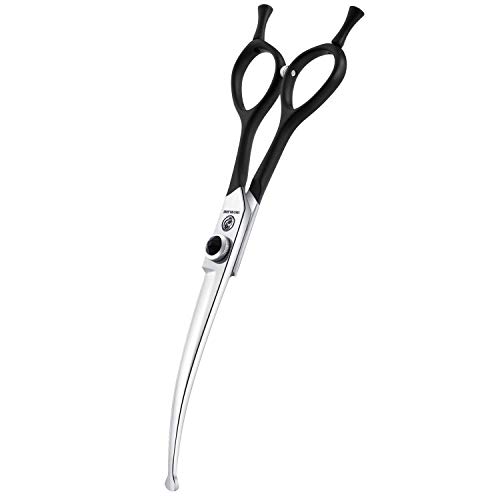 Downward Curved Dog Grooming Scissors Dog Scissors Shears for Grooming Face and Paws Safety Round Tips Dog Grooming Shears Trimming Cutting Scissors for Dog Cat Pet Grooming 6.5 Inch Univinlions