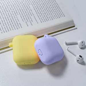 Ownest Compatible for AirPods Case Soft Silicone with Cute Keychain Shockproof Cover Case for Girls Woman Airpods 2 &1-Purple