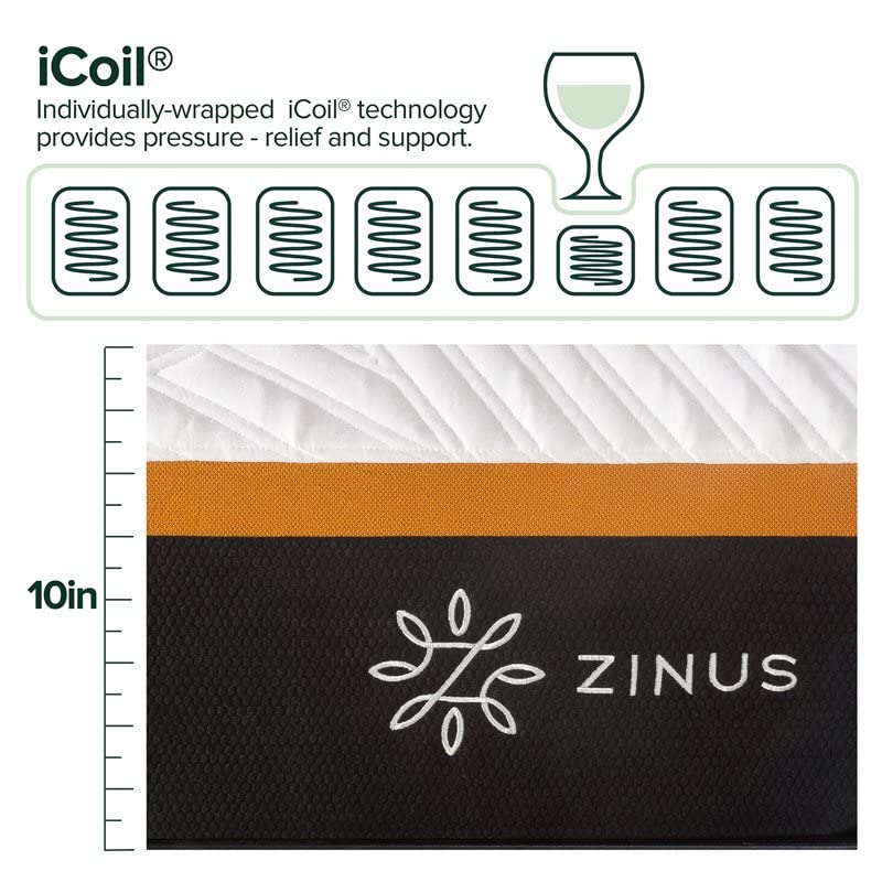 ZINUS 10 Inch Cooling Copper ADAPTIVE Pocket Spring Hybrid Mattress / Moisture Wicking Cover / Cooling Foam / Pocket Innersprings for Motion Isolation / Mattress-in-a-Box, Queen