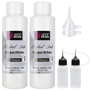 let's resin white alcohol ink for resin, alcohol ink white colors,2 bottles each 3.5oz,adjustable alcohol-based resin ink,white resin pigment for epoxy resin,resin petri,tumblers,resin art