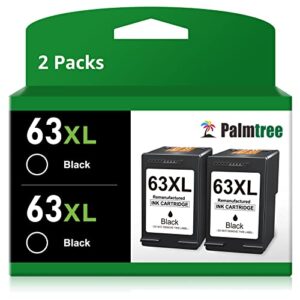 palmtree remanufactured ink cartridge replacement for hp 63xl black ink cartridge for hp envy 4520 4512 officejet 3830 4650 5258 5255 4655 3833 deskjet 1112 3631 ink printer (2 black)