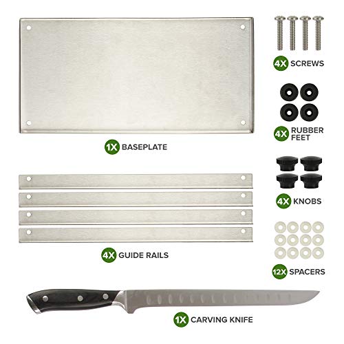 Professional Beef Jerky Slicer Making Cutting Board Kit with Jerky Legends blend of Smoky Spicy Cajun seasonings with 10 inch carving and slicing knife