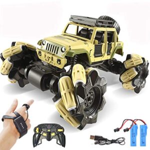 LOOZIX 1:16 Alloy Gesture Sensing Remote Control Car, Hand Controlled RC Car 360° Rotating 4WD 2.4Ghz RC Monster Trucks Stunt Vehicle Rechargeable Batteries for Kids