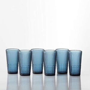 Fortessa Malcolm Double Old Fashioned Cocktail Glass 6 Pack, 11.5-Ounce, Cornflower Blue