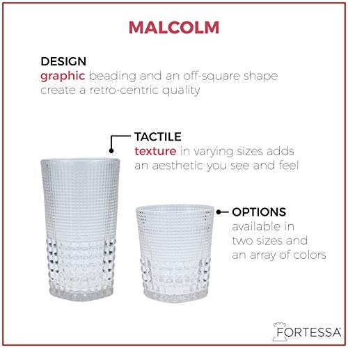 Fortessa Malcolm Double Old Fashioned Cocktail Glass 6 Pack, 11.5-Ounce, Cornflower Blue