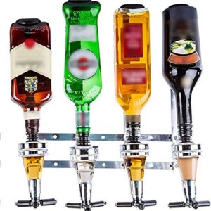 Liquor Bottle Dispenser, 4 Liquor Bottle Dispenser Wall Mount, Liquor Dispenser for Home Bar, Bottle Holder for Alcohol Wall Mount Dispenser