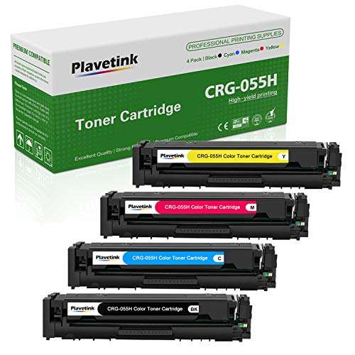 Plavetink Compatible Toner Cartridge Replacement for Canon 055 055H Work for Canon Color imageCLASS MF740 MF741Cdw MF743Cdw MF745Cdw MF746Cdw LBP664Cdw Printer (Black Cyan Magenta Yellow 4-Pack)