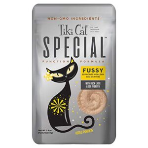 Tiki Cat Special Fussy Mousse, Duck Liver & Egg, Specially Formulated to Support Healthy Digestion, Function Wet Cat for Adult Cats, 2.4 oz. Pouch (Pack of 12)