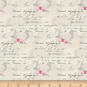 art gallery fabrics art gallery le vintage chic amorous manuscript fabric, light beige