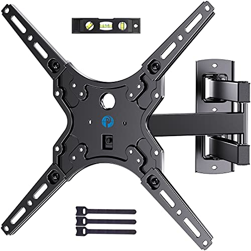 Full Motion TV Wall Mount Brackets for Most 26-55 Inch LED LCD Flat Curved Screen Monitors TVs, Single Articulating Arm TV Mount Swivel Tilt Extension, Max VESA 400X400mm Up to 88lbs by Pipishell