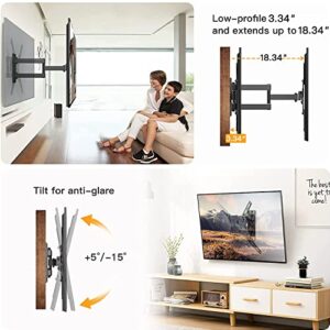 Full Motion TV Wall Mount Brackets for Most 26-55 Inch LED LCD Flat Curved Screen Monitors TVs, Single Articulating Arm TV Mount Swivel Tilt Extension, Max VESA 400X400mm Up to 88lbs by Pipishell