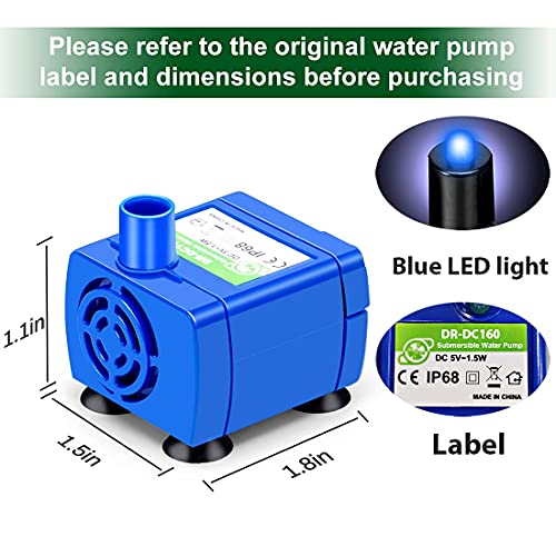 Cat Water Fountain Pump, Pet Water Fountain Pump Replacement Pump DR-DC160 Motor,Pet Drinking Fountain and Cat Water Dispenser Replacement Pump (Blue)