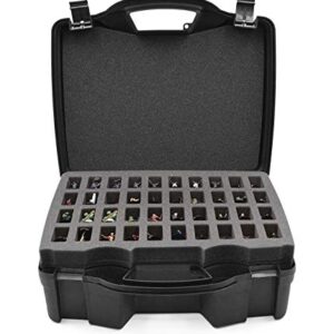 CASEMATIX Miniature Storage Hard Shell Figure Case - 80 Slot Figurine Minature Carrying Case with Customizable Foam Layer for Large Miniatures Compatible with Warhammer 40k, DND & More!