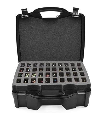 CASEMATIX Miniature Storage Hard Shell Figure Case - 80 Slot Figurine Minature Carrying Case with Customizable Foam Layer for Large Miniatures Compatible with Warhammer 40k, DND & More!