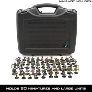 CASEMATIX Miniature Storage Hard Shell Figure Case - 80 Slot Figurine Minature Carrying Case with Customizable Foam Layer for Large Miniatures Compatible with Warhammer 40k, DND & More!