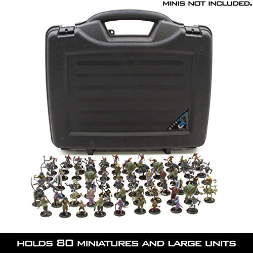 CASEMATIX Miniature Storage Hard Shell Figure Case - 80 Slot Figurine Minature Carrying Case with Customizable Foam Layer for Large Miniatures Compatible with Warhammer 40k, DND & More!