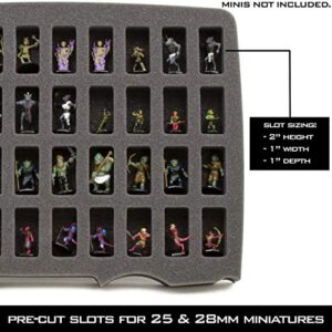 CASEMATIX Miniature Storage Hard Shell Figure Case - 80 Slot Figurine Minature Carrying Case with Customizable Foam Layer for Large Miniatures Compatible with Warhammer 40k, DND & More!