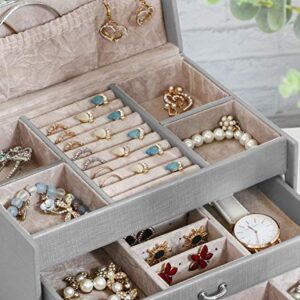 ANWBROAD Jewelry Box for Women and Teen Girls with Lock and Mirror Jewelry Storage Organizer Portable Travel Jewelry Boxes for Necklaces Rings Earrings UJJB002H