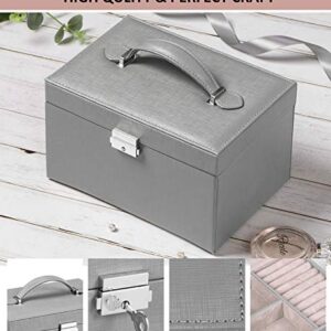 ANWBROAD Jewelry Box for Women and Teen Girls with Lock and Mirror Jewelry Storage Organizer Portable Travel Jewelry Boxes for Necklaces Rings Earrings UJJB002H