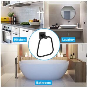 JOUBU Bathroom Towel Holder Round Black Rustic Hand Towel Ring Wall Mount Heavy Duty Bath Towel Rack SUS304 Stainless Steel Towel Hanger Bathroom Accessories Matte Black