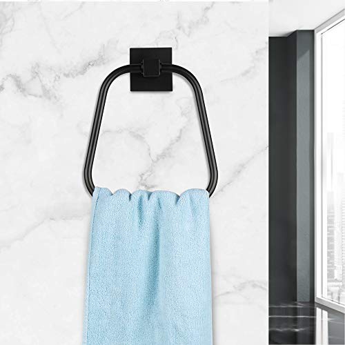 JOUBU Bathroom Towel Holder Round Black Rustic Hand Towel Ring Wall Mount Heavy Duty Bath Towel Rack SUS304 Stainless Steel Towel Hanger Bathroom Accessories Matte Black