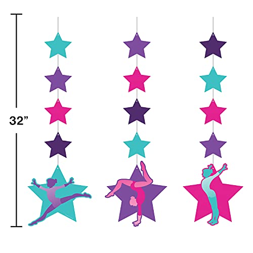 Kid's Gymnastics Dance Disposable Tableware Set for 24, Party Supplies include Plates Napkins Banner Danglers and Table Cover for Boys, Girls, Birthday Party Decorations (85 pcs)