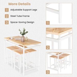 Recaceik 5 PCS Dining Table Set, Modern Kitchen Table and Chairs for 4, Wood Pub Bar Table Set Perfect for Breakfast Nook, Small Space Living Room