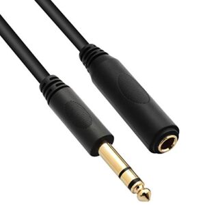 tisino 1/4 extension cable 6 ft, headphone extension cable quarter inch trs male to female stereo guitar extension cable cord