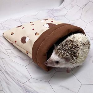 Ymid Select Handmade Cute Sleeping Bag Pouch Hideout Cave for Hedgehog Guinea Pig Hamster Rat Ferret Hamster Squirrel and Other Small Animal Beds (Beige)