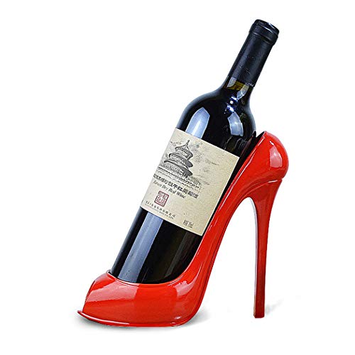 Fantasee High Heel Wine Bottle Holder Countertop Storage Stand for Wedding Party Home Decor (Red High Heel)