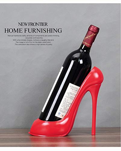 Fantasee High Heel Wine Bottle Holder Countertop Storage Stand for Wedding Party Home Decor (Red High Heel)