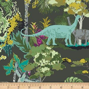 art gallery fabrics art gallery esoterra dinosauria fabric, green