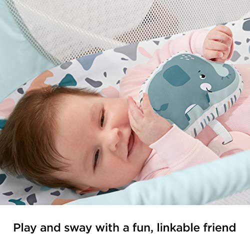 Fisher-Price Baby Crib Rock With Me Bassinet Portable Cradle With Mesh Sides And 1 Toy, Folds For Travel, Pacific Pebble